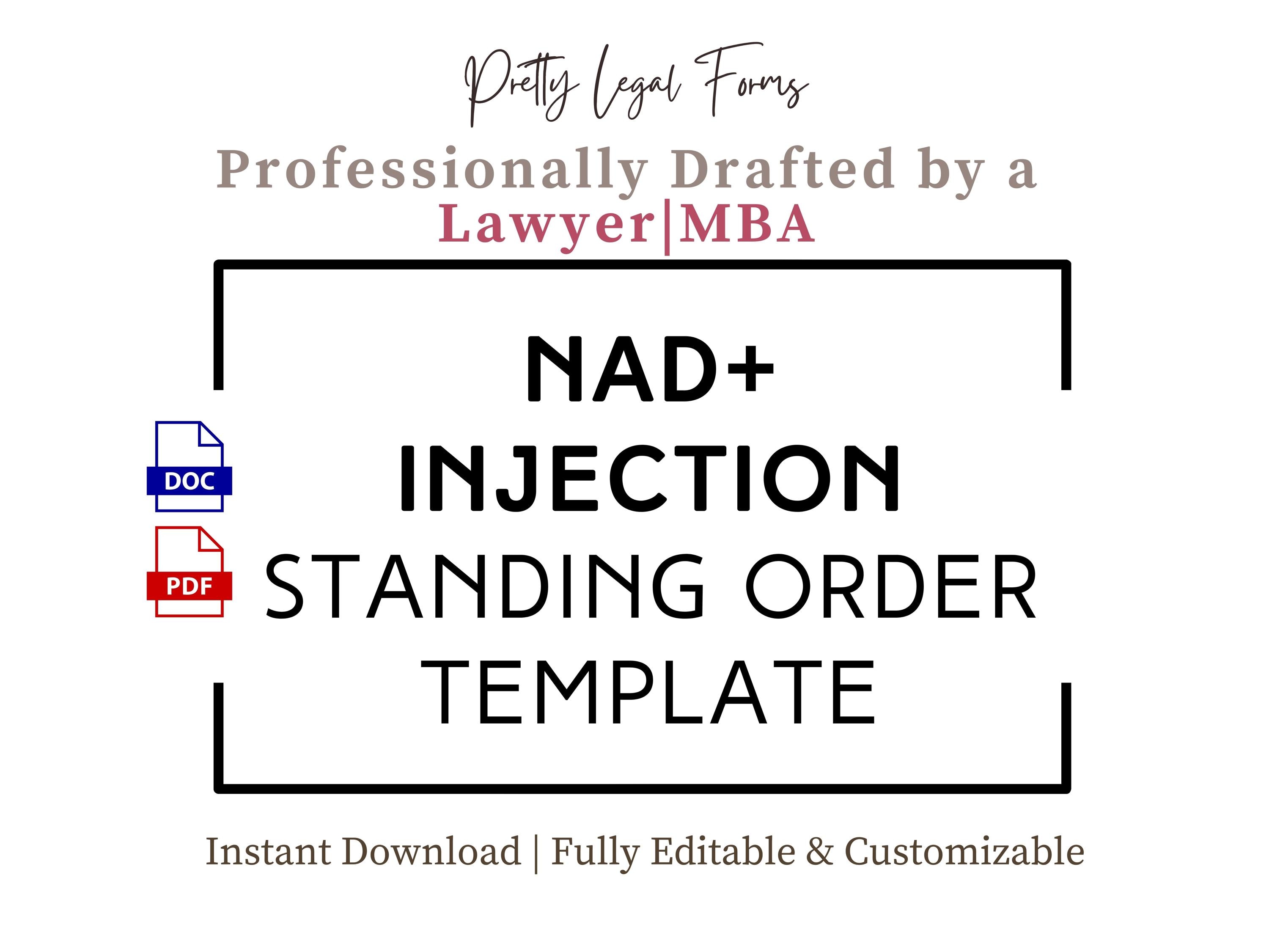 NAD+ Standing Order Template NAD Injections Protocol Medical Spa Sop ...