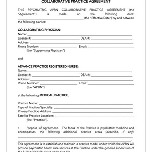 Psychiatric Aprn Collaborative Practice Agreement PMH-APRN ...