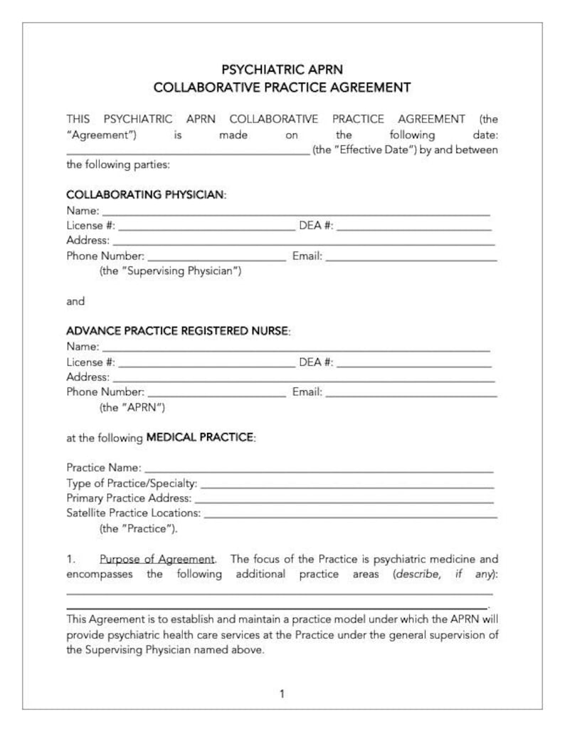 Psychiatric Aprn Collaborative Practice Agreement PMH-APRN ...