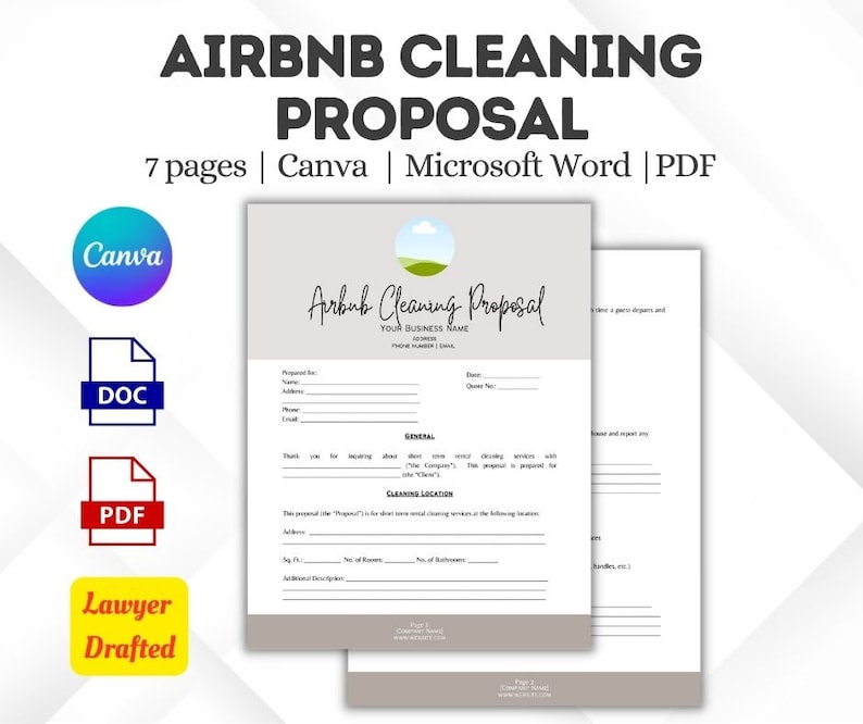 Airbnb Cleaning Proposal Canva Template, Short Term Rental Cleaning ...