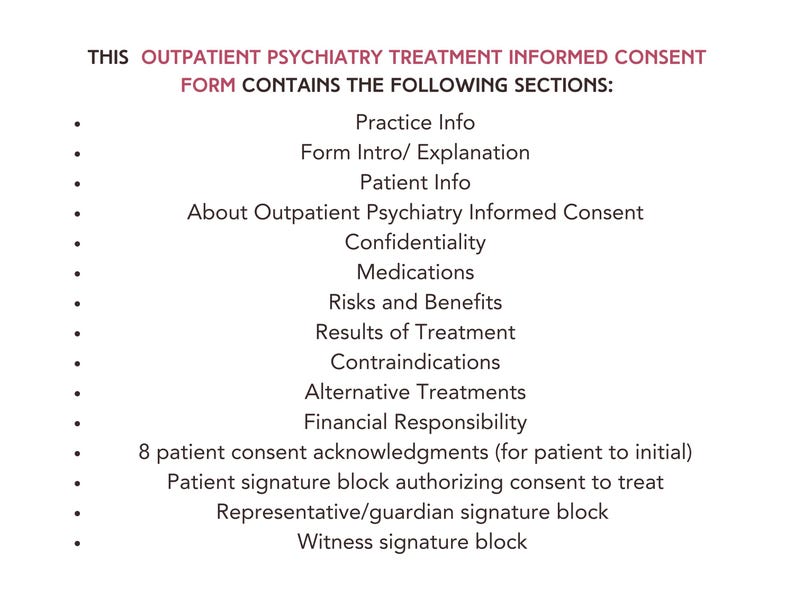 Psychiatry Consent Form Outpatient Psychiatry Treatment Informed ...