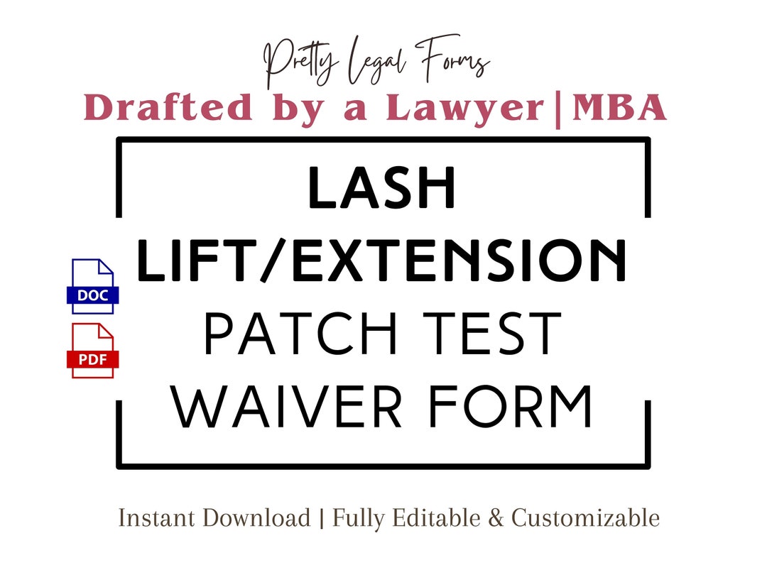 Lash Patch Test Waiver Form, Lash Lift Patch Testing Waiver, Eyelash ...