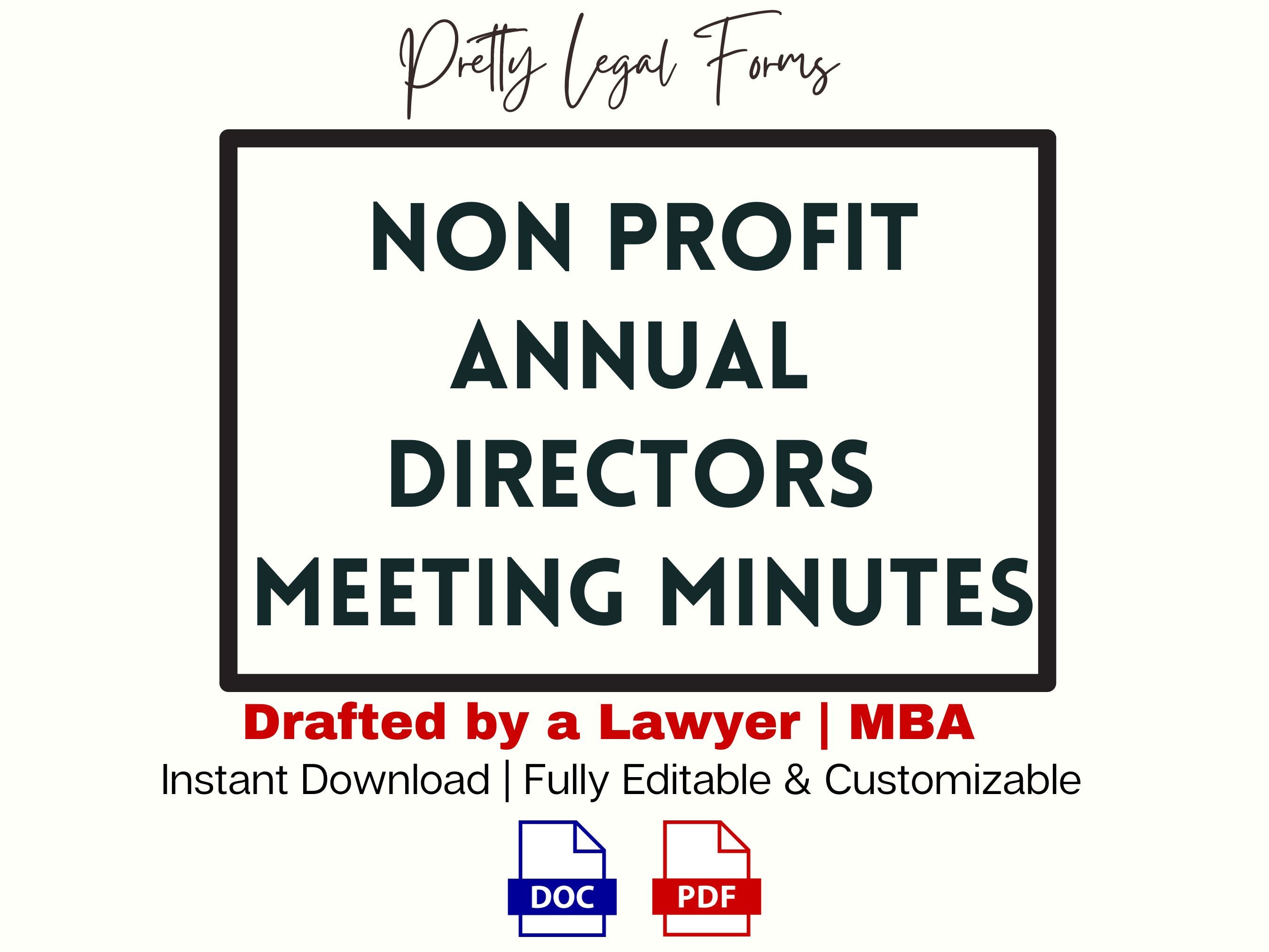 Non Profit Annual Meeting Minutes Template, Non-profit Directors Annual ...
