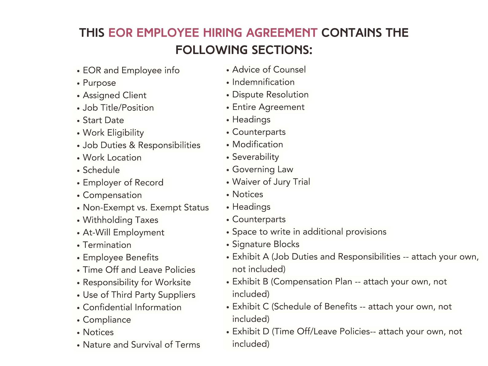 EOR Employment Agreement Employer of Record Employee Hiring Contract ...