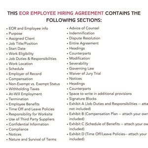 EOR Employment Agreement Employer of Record Employee Hiring Contract ...