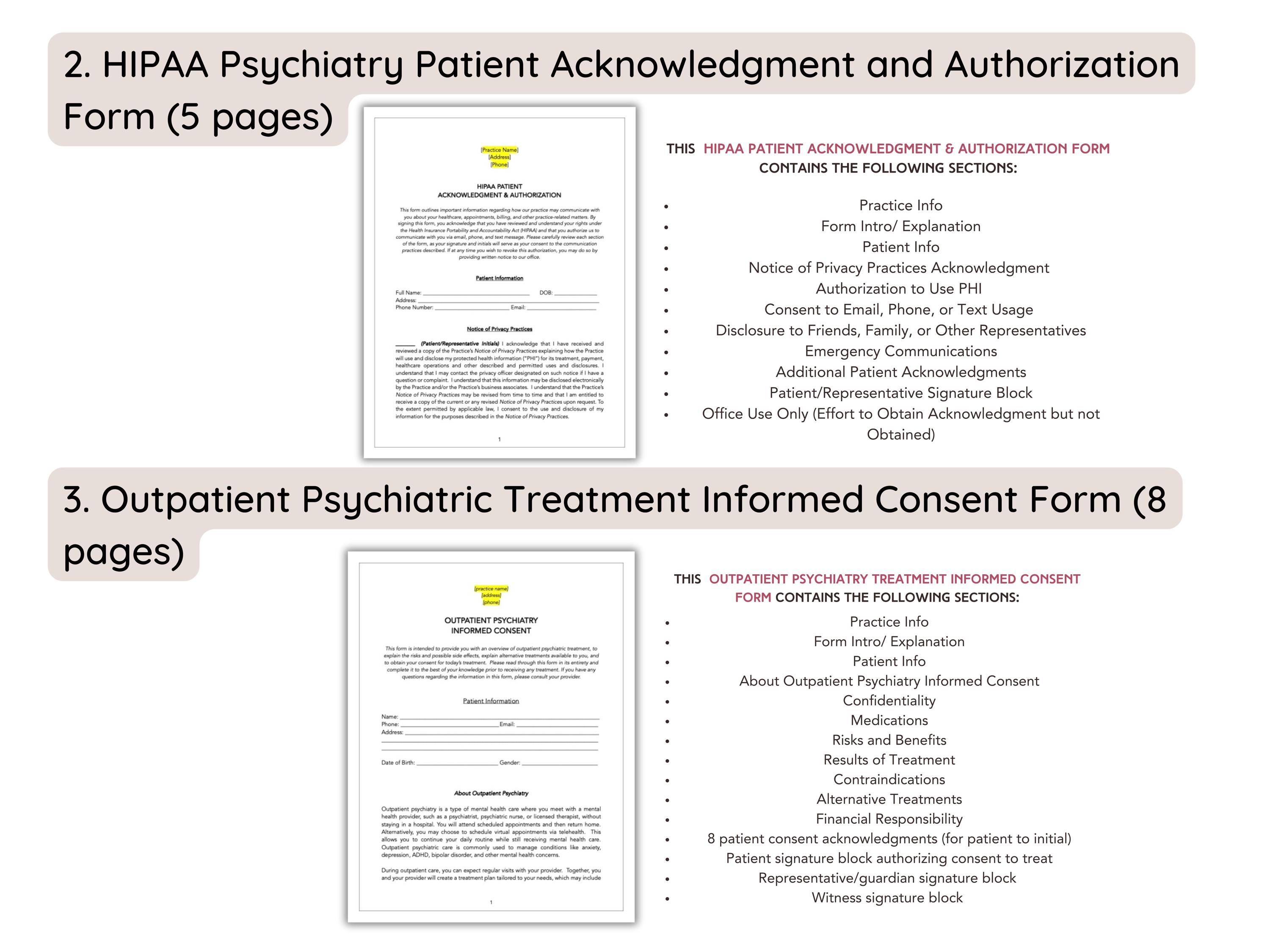 Psychiatry Practice Forms Bundle APRN Mental Health Patient Intake ...