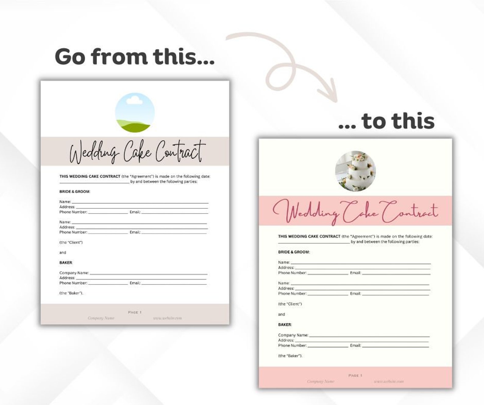 Wedding Cake Contract CANVA Template Wedding Cake Order Form Wedding ...