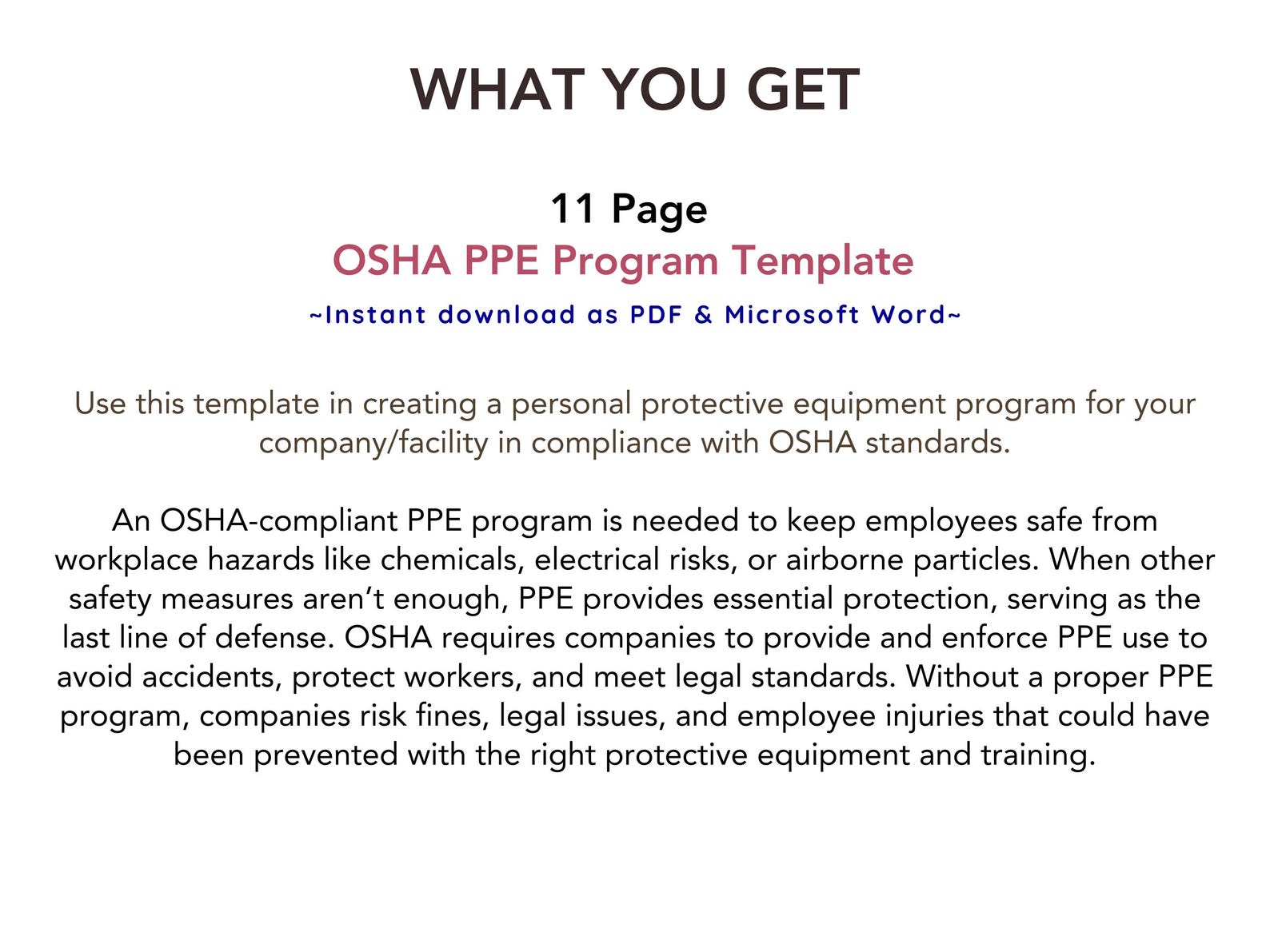 Personal Protective Equipment Plan OSHA Compliance PPE Program ...