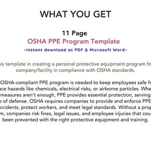 Personal Protective Equipment Plan OSHA Compliance PPE Program ...