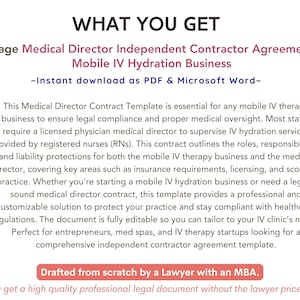 Mobile IV Therapy Medical Director Contract Concierge IV Infusion Medical Director 1099 ...