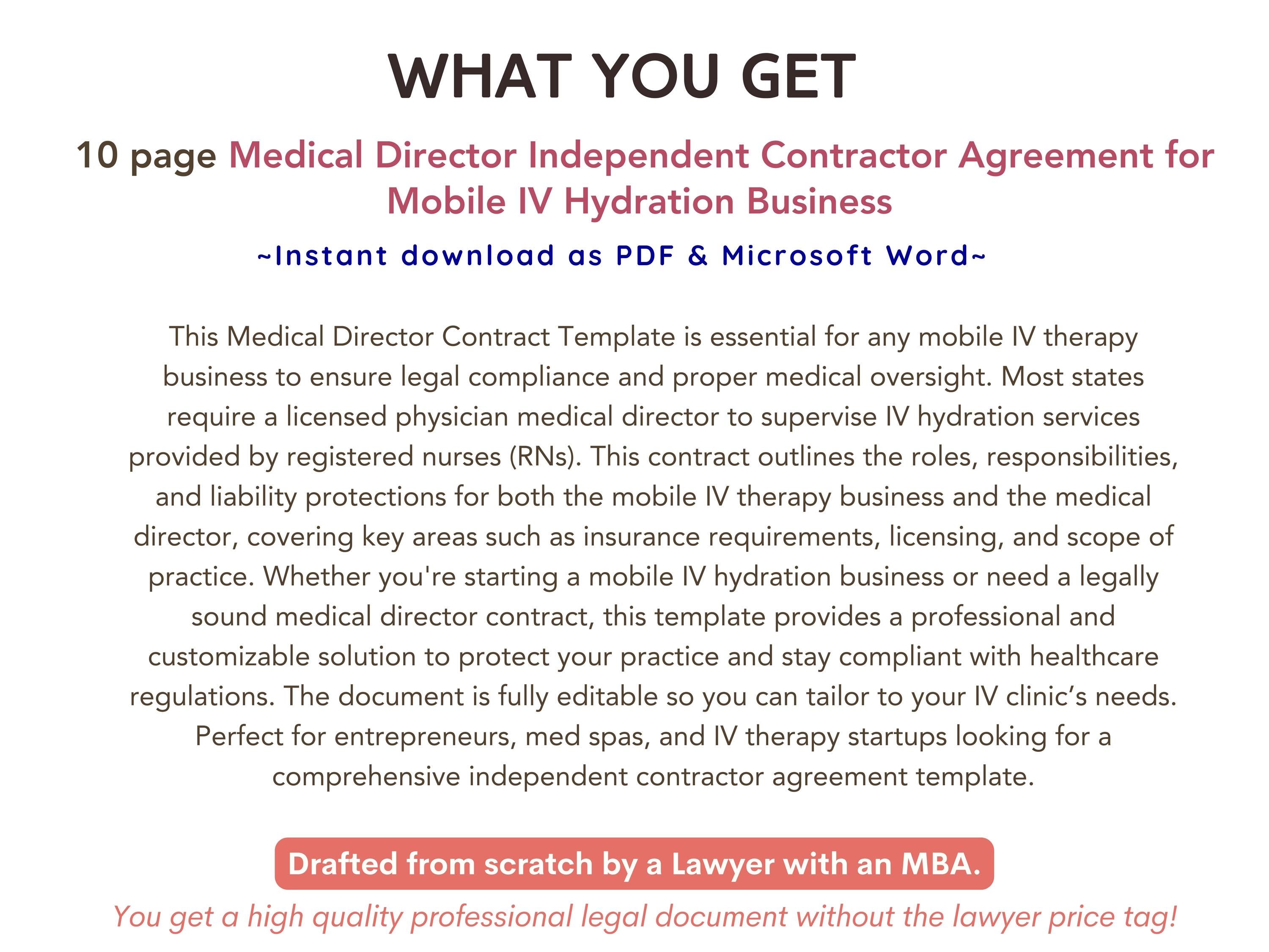 Mobile IV Therapy Medical Director Contract Concierge IV Infusion ...