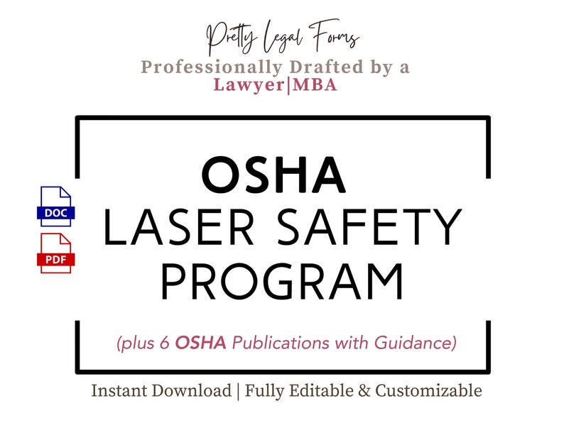 Laser Safety Program Template OSHA Compliance Medical Spa Safety Policy and Procedure Med Spa ...