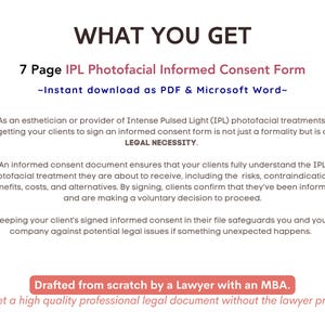 IPL Photofacial Consent Form Esthetician Facial Consultation Form ...