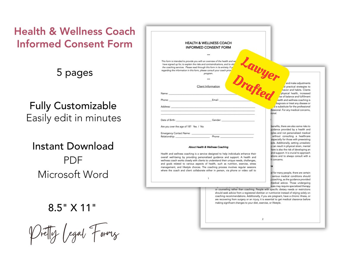 Health Coach Consent Form Wellness Coaching Informed Consent Template ...