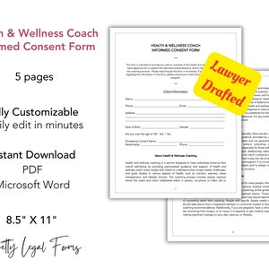 Health Coach Consent Form Wellness Coaching Informed Consent Template ...