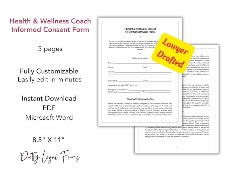 Health Coach Consent Form Wellness Coaching Informed Consent Template ...