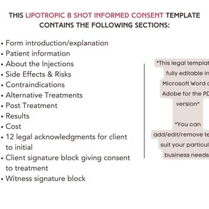 Lipotropic B Injection Informed Consent Form Lipo B Consent Template ...