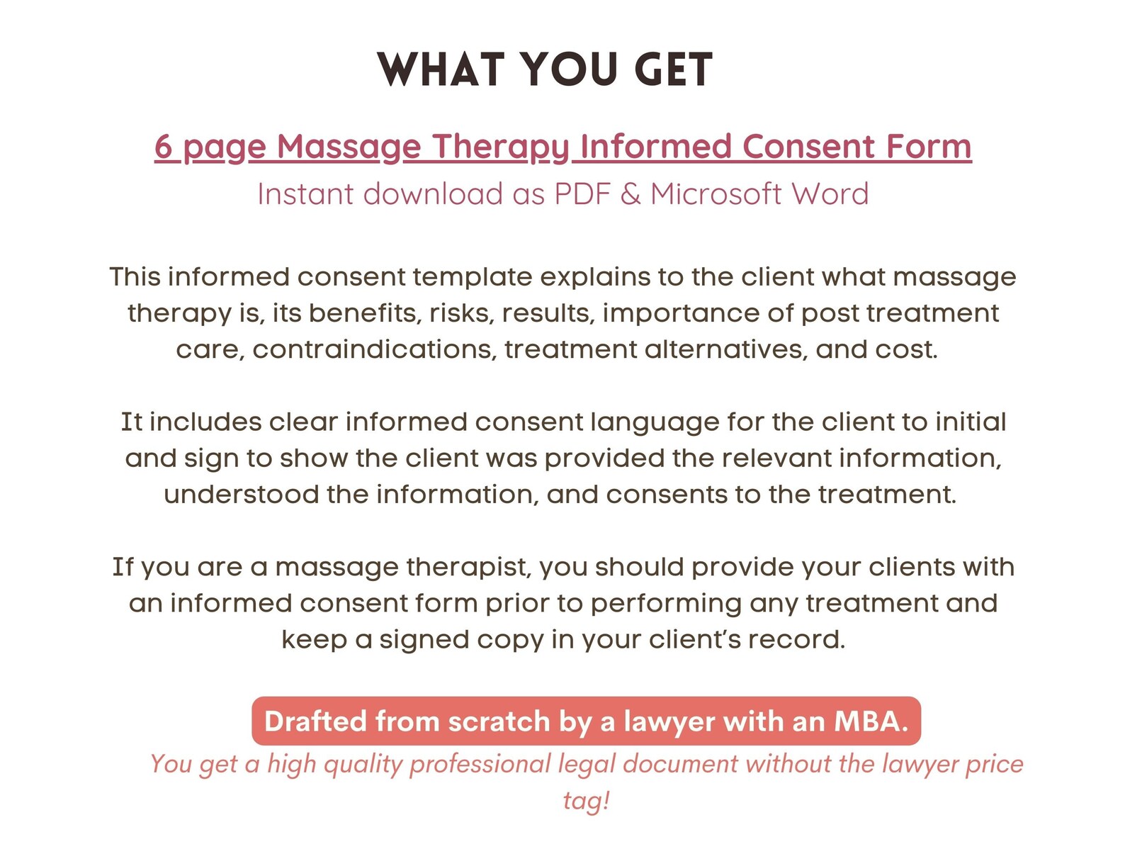 Massage Consent Form, Massage Client Intake Form, Spa Informed Consent ...