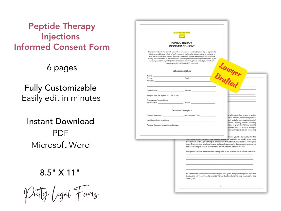 Peptide Therapy Consent Form Peptide Injection Informed Consent ...