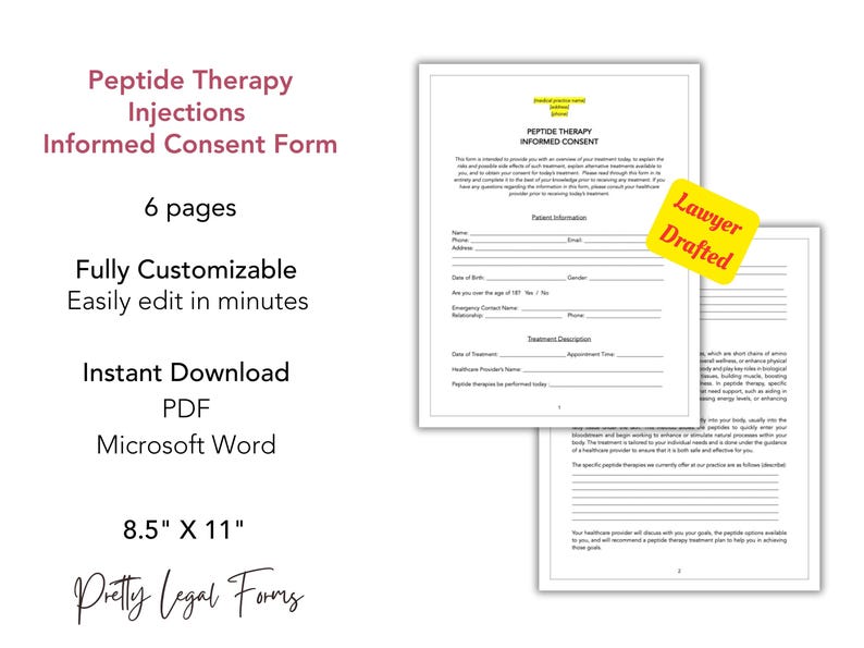 Peptide Therapy Consent Form Peptide Injection Informed Consent ...