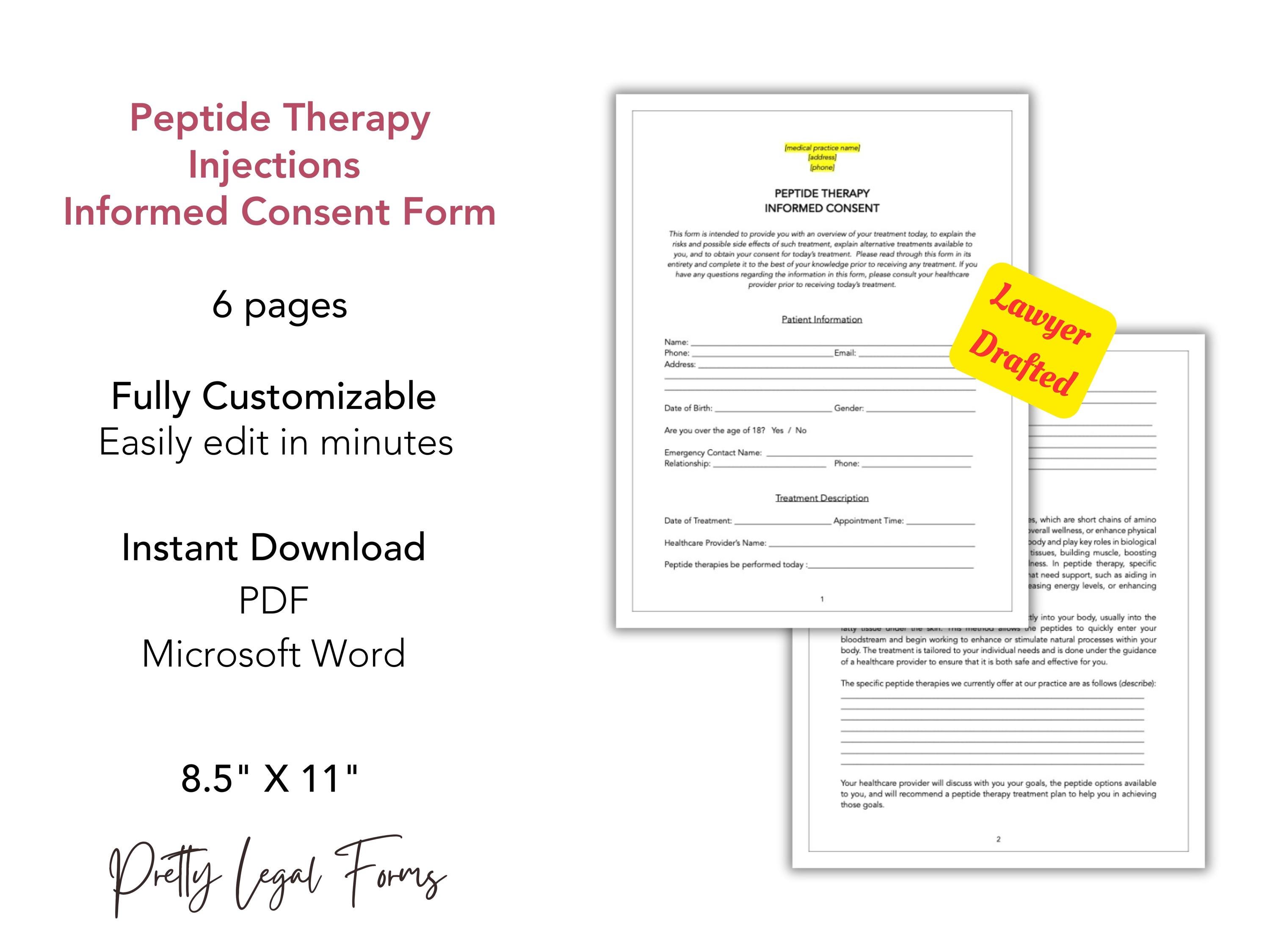 Peptide Therapy Consent Form Peptide Injection Informed Consent ...