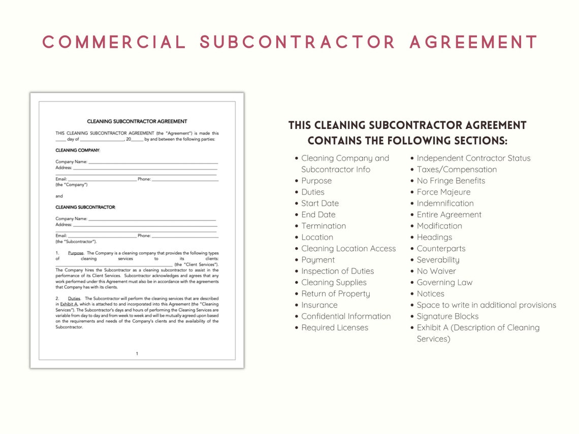 Commercial Cleaning Legal Bundle, Cleaning Service Agreement Cleaning Employee Contract Cleaning ...
