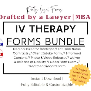 IV Therapy Bundle, IV Hydration Therapy Legal Forms, IV Drip Clinic ...