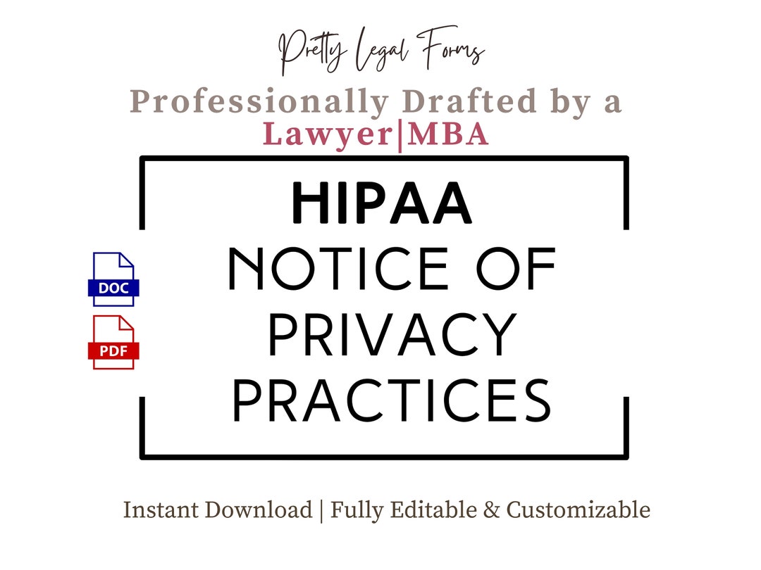 HIPAA Notice of Privacy Practices, HIPPA Forms, Med Spa Templates ...