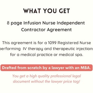Infusion Nurse Independent Contractor Agreement IV Therapy Nurse 1099 ...