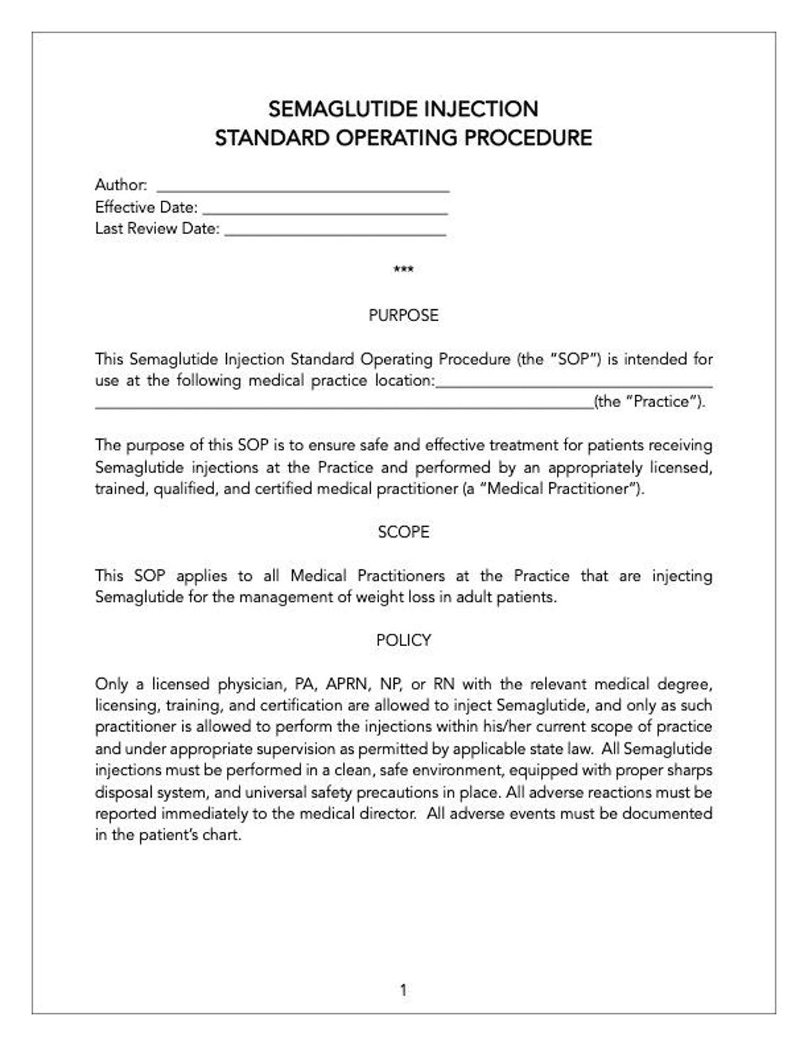 Semaglutide SOP Weight Loss Injections GLP-1 Semaglutide Protocol ...