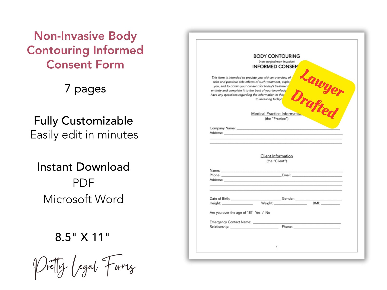 Body Contouring Consent Form Body Sculpting Informed Consent Medical ...