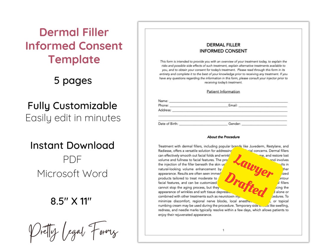 Filler Consent Form, Dermal Filler Template, Cosmetic Injector Informed ...