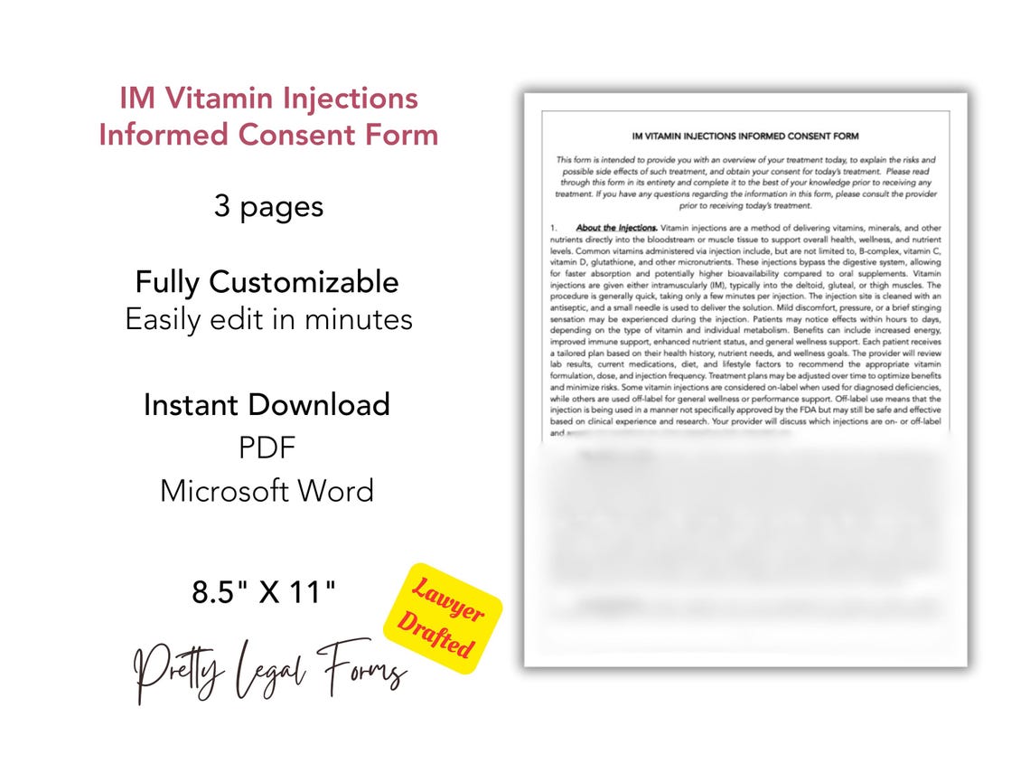 IM Vitamin Injections Informed Consent Form Template (B-12, B-complex ...
