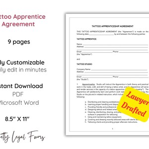 Tattoo Apprentice Contract, Tattoo Artist Apprenticeship Agreement ...