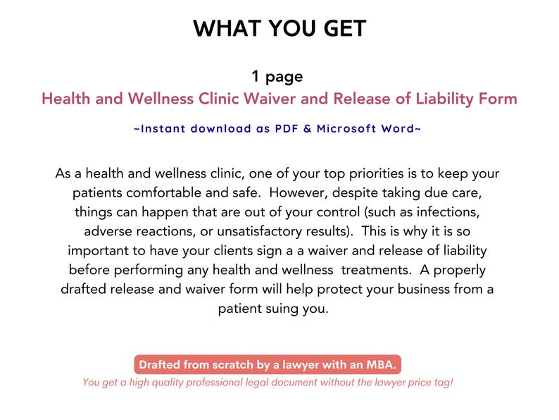 Health and Wellness Clinic Waiver and Release of Liability Holistic ...