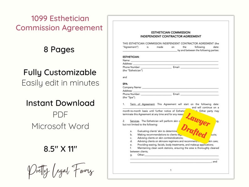 1099 Esthetician Commission Contract Independent Contractor Esthetician Commission Agreement ...