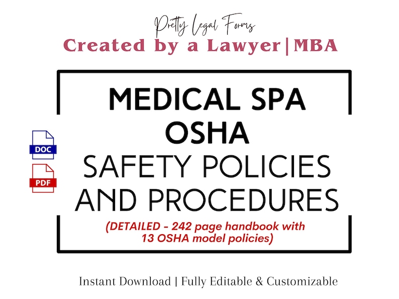 Medical Spa Safety Sops Medical Spa OSHA Policies and Procedures Manual ...