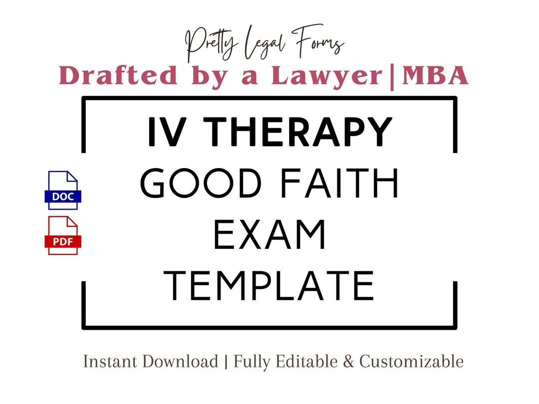 IV Therapy Good Faith Exam Template IV Drip Client Intake Form ...