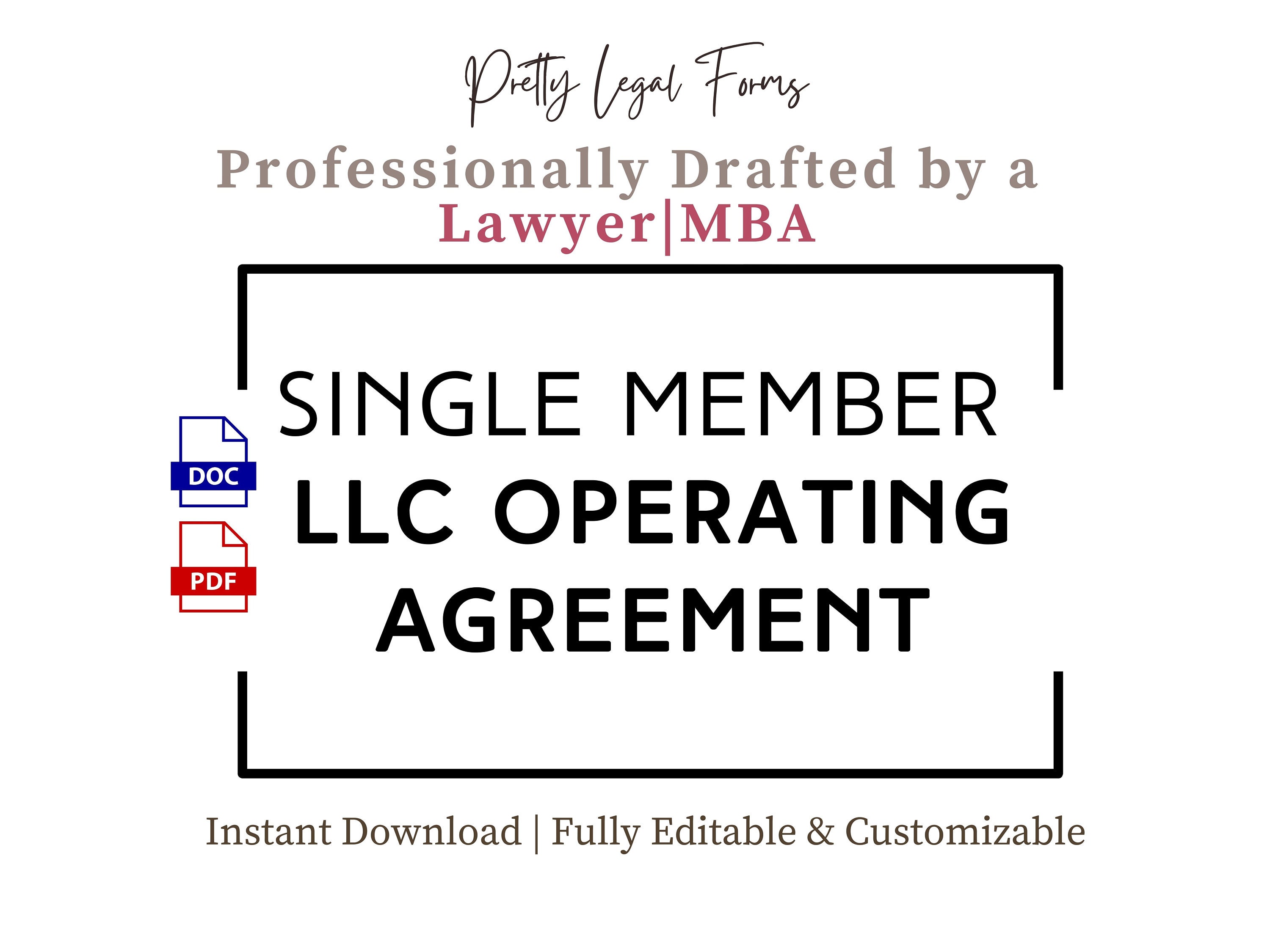 Single Member LLC Operating Agreement, LLC Documents, Sole Member ...