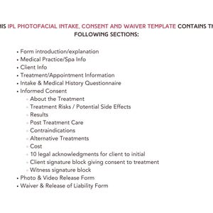 IPL Client Intake Forms Bundle IPL Photofacial Informed Consent ...