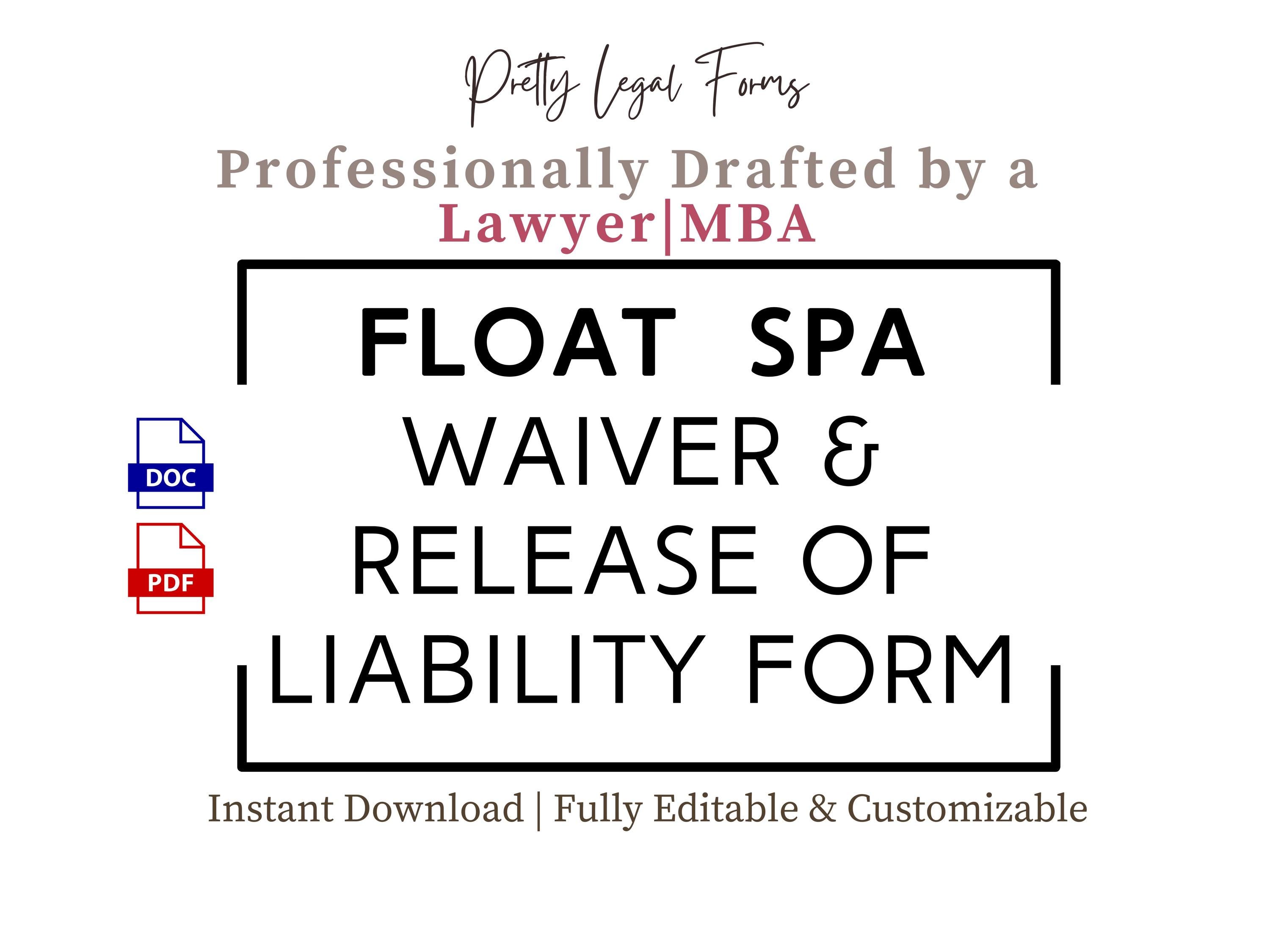 Float Spa Waiver and Release of Liability Flotation Spa Waiver Form ...
