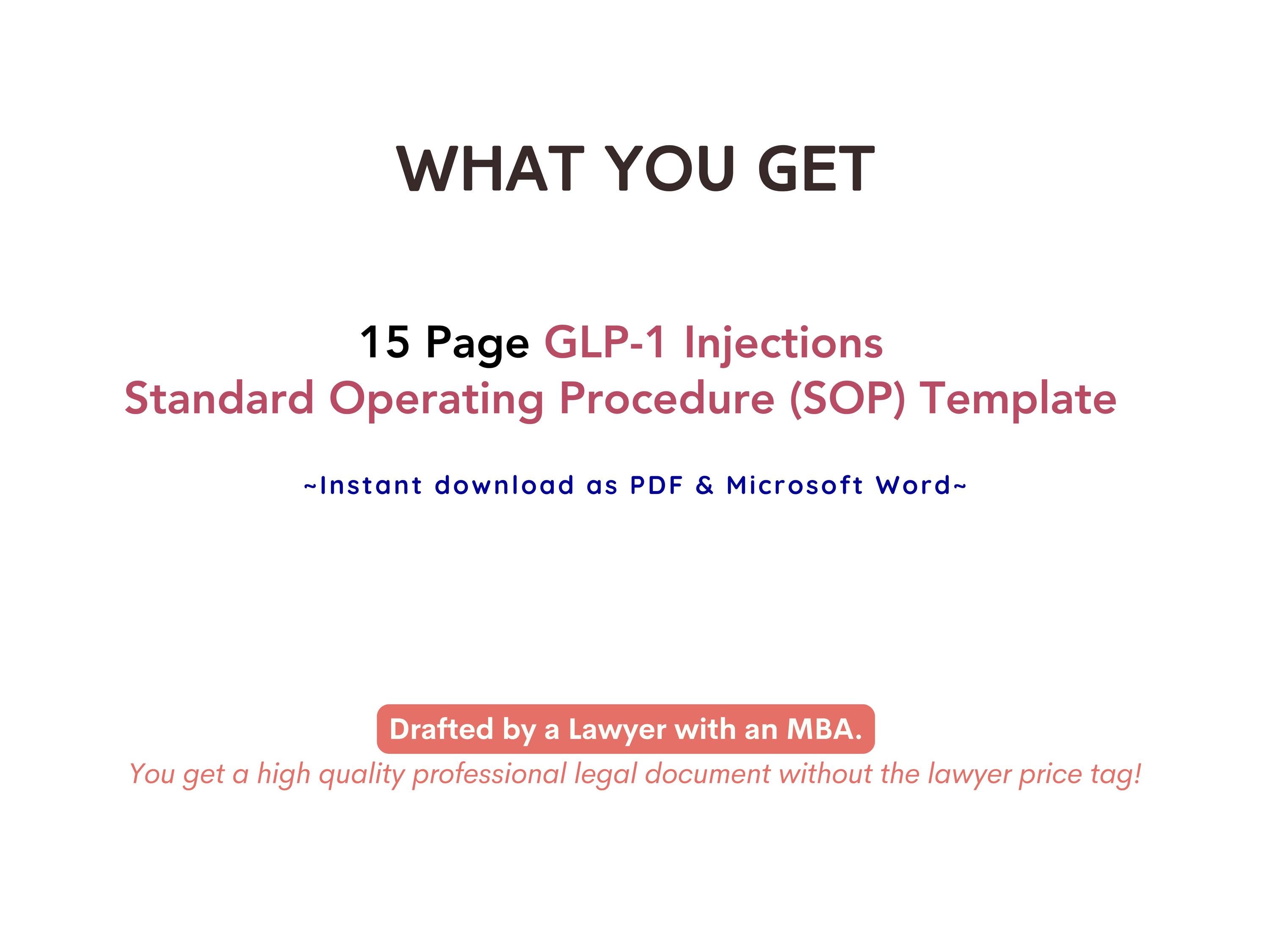 GLP-1 Injections SOP Template | Weight Loss Shots Policy | Medical Spa ...