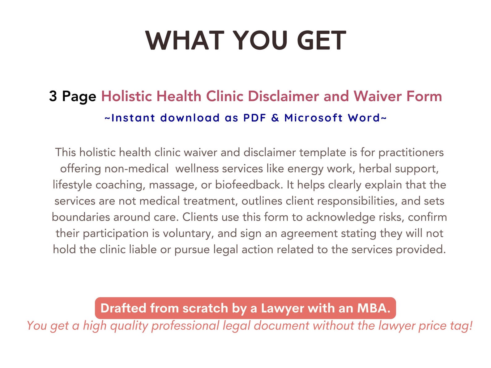 Holistic Health Waiver and Disclaimer Wellness Clinic Client Intake ...