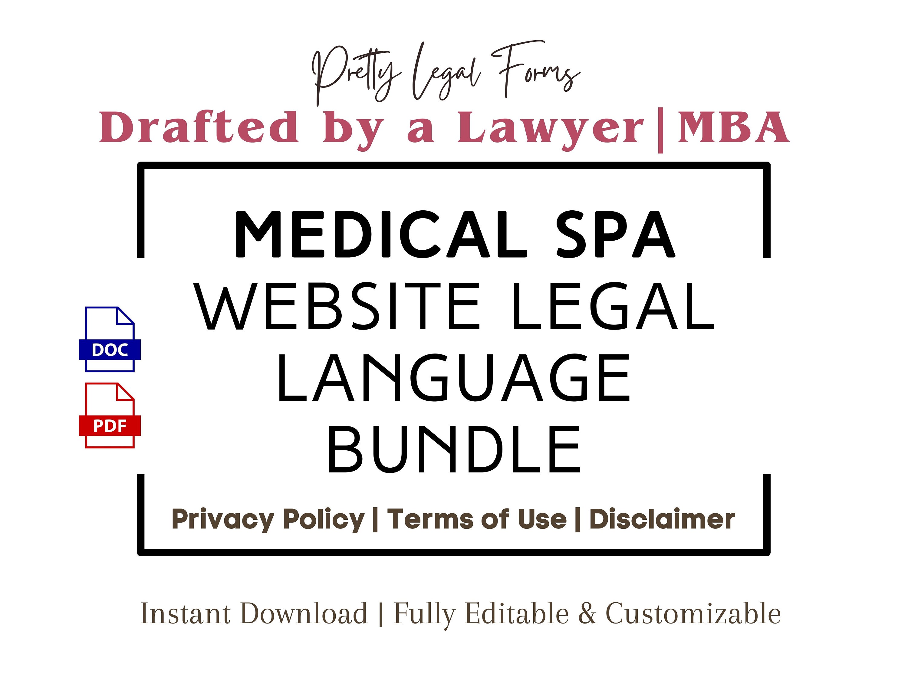 Medical Spa Website Legal Language Bundle Med Spa Terms of Use Privacy ...