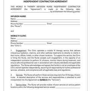 Mobile IV Therapy Infusion Nurse Contract Mobile IV Hydration Nurse ...