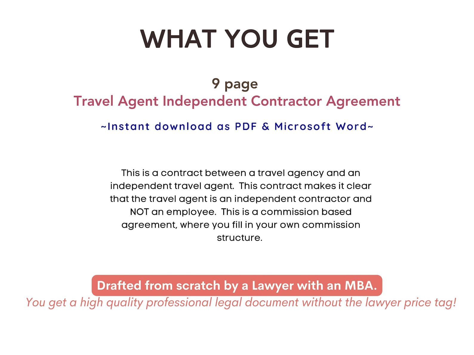 Travel Agent Independent Contractor Agreement 1099 Travel Agent ...