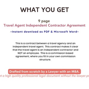 Travel Agent Independent Contractor Agreement 1099 Travel Agent ...