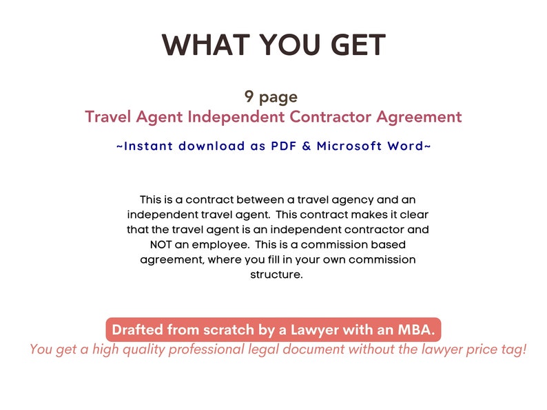 Travel Agent Independent Contractor Agreement 1099 Travel Agent ...