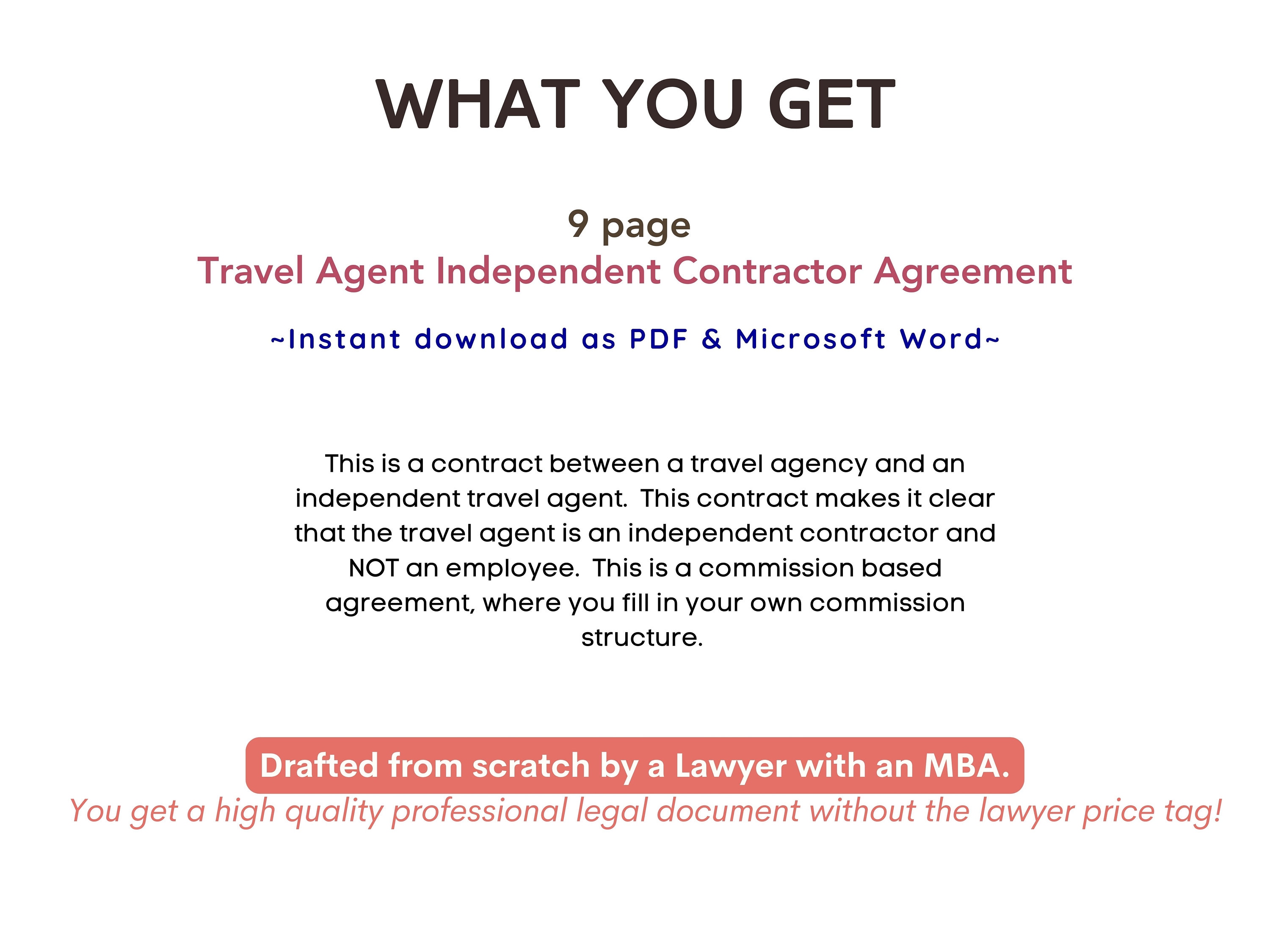 Travel Agent Independent Contractor Agreement 1099 Travel Agent ...