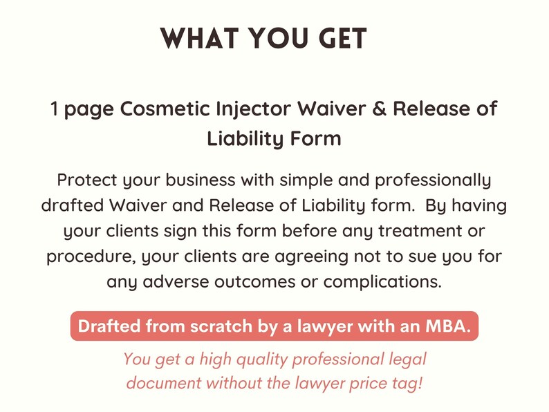 Cosmetic Injector Waiver Release of Liability Aesthetic Nurse Injector ...